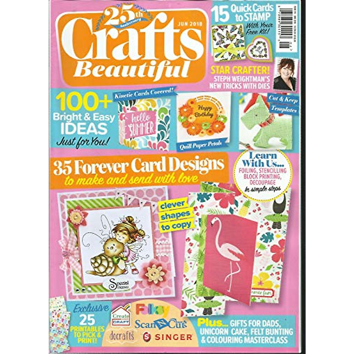 CRAFTS BEAUTIFUL, JUNE, 2018 ISSUE,319 FREE GIFTS OR CARD KIT ARE NOT INCLUDE.