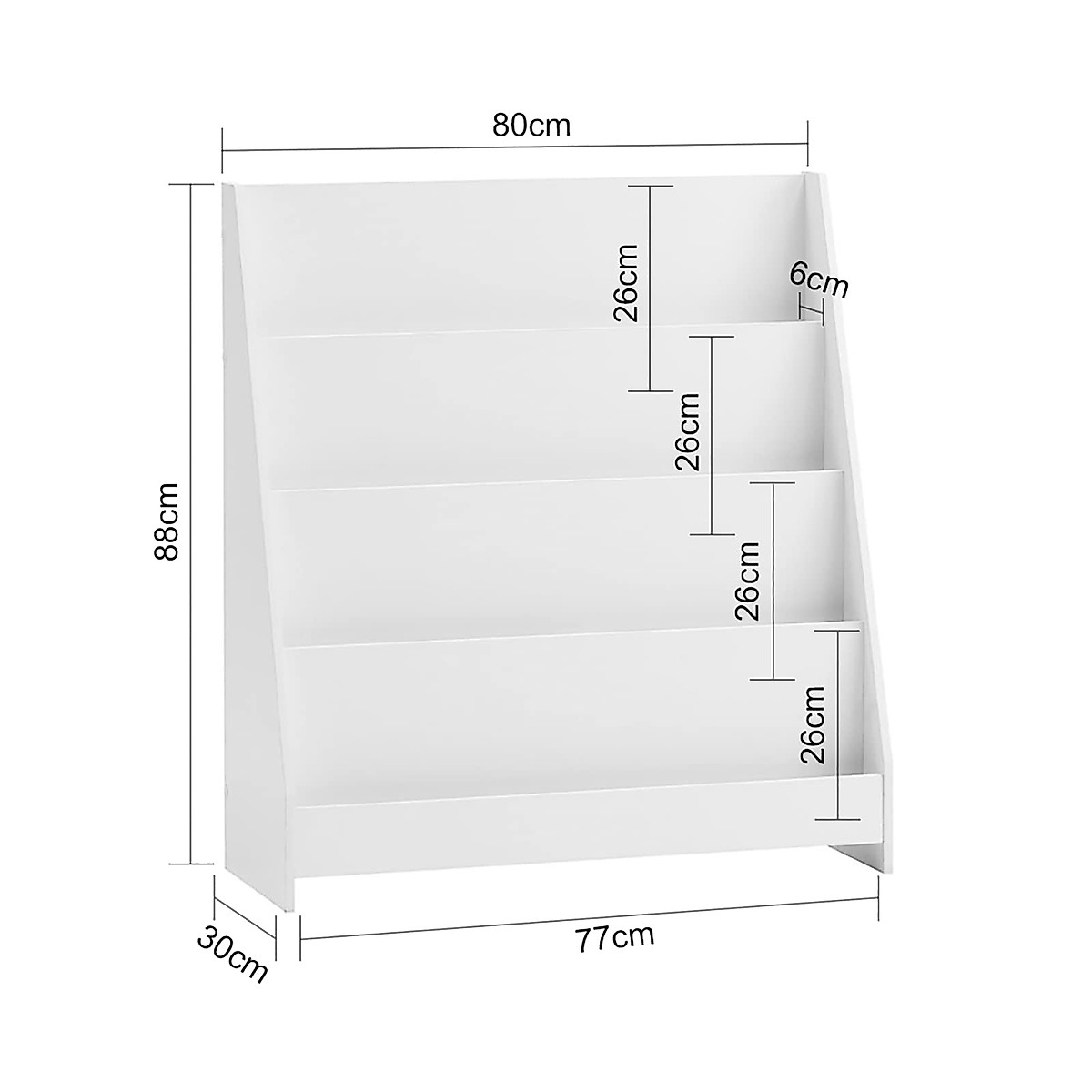 SoBuy White 4-Tier Children Kids Bookcase, Book Shelf, Storage Display Rack Organizer Holder for Bedroom, Study Living Room, KMB32-W