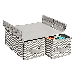 InterDesign Chevron Soft Closet Storage - Hanging Shelf with Two Drawers for Wire Shelving Systems, Taupe/Natural