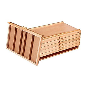 KINGART 723N Wood 6-Drawer Artist SUPPLY STORAGE BOX, 15-3/4” W x 10” D x 6-1/2” H, Natural Finish, Storage for Art Materials including Paint Tubes, Pastels, Pencils, Markers, Brushes and more