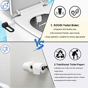 Bidet Toilet Seat Attachment Ultra Slim Bidet With Self Cleaning Dual Nozzle Adjustable Water Non Electric Bidet Fresh Water Spray for Sanitary and Feminine Wash (Black)