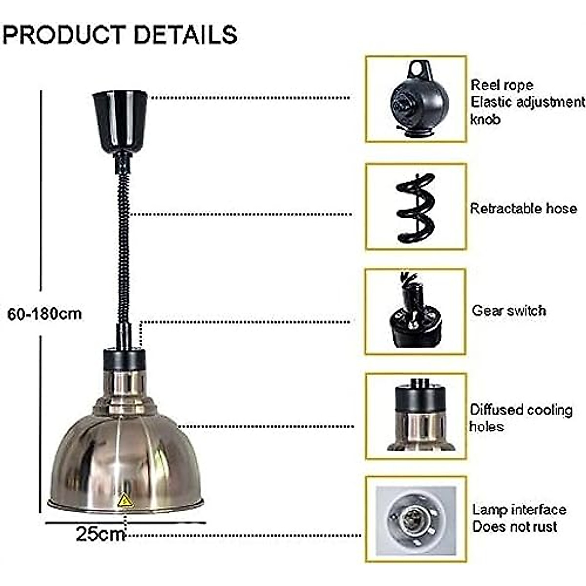 LINKANRUO Commercial Food Heat Lamp Warmer to Keep The Food Fresh and Delicious for Buffet, Ideal for Steak, Pizza and Chicken, Professional Freestanding Heating Light,4pack Lamps