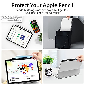 JUQITECH Pencil Holder for Apple Pencil Holder Compatible with Magic Keyboard, Smart Keyboard Folio, Smart Folio and Other Magnetic Cases, Slot Case for Apple Pencil 1st/2nd Generation (Black)