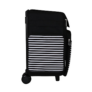 Everything Mary Rolling Craft Bag, Black & White Stripe - Papercraft Tote with Wheels for Scrapbook & Art Storage - Organizer Case for IRIS Boxes, Supplies, and Accessories - for Teachers & Medical