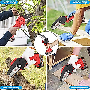 Mini Chainsaw Cordless 4-Inch Electric Power Chain Saws One-Hand Handheld Portable Chainsaws for Tree Branch Wood Cutting