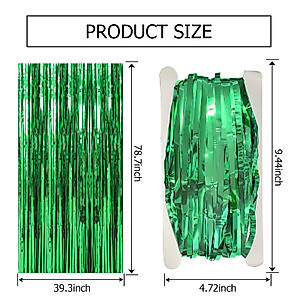 2 Pack Green Streamers Backdrop Jungle Party Decorations Foil Fringe Backdrop Curtains Photo Booth Backdrop for Birthday Dinosaur Animal St Patrick's Day Football Christmas Party Decorations