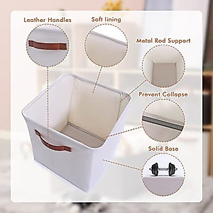 Bienvoun 12 Inch Fabirc Storage Bins Cube Storage Bins Baskets for Organizing with Metal Frame 12 x12, 2 Pack, Beige