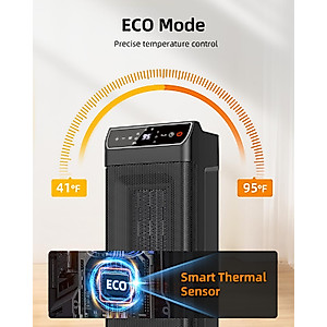 Space Heater, Electric Space Heaters for Indoor Use with Thermostat, Remote, 1-12H Timer, 70°Oscillation and Overheat Protection, 1500W PTC Ceramic Fast Safety Heat for Office Bedroom (Black)