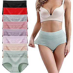 Xaanelr Women's Underwear Cotton High Waisted Full Coverage Briefs Soft Breathable Panties Multipack (Medium, Multi - a01-8 Pack)