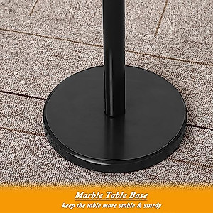 smusei Black Side Table for Small Spaces Round End Table with Marble Base Small Pedestal Table Drink Table for Sofa Couch Chair Patio, Black