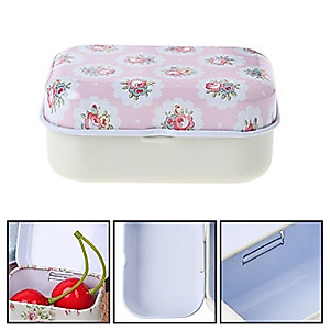 HELYZQ Flower Tin Trinket Jewelry Coin Box Tinplate Storage Case Small Rectangular