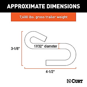 CURT 81620 17/32-Inch Certified Trailer Safety Chain S-Hook, 7,600 lbs