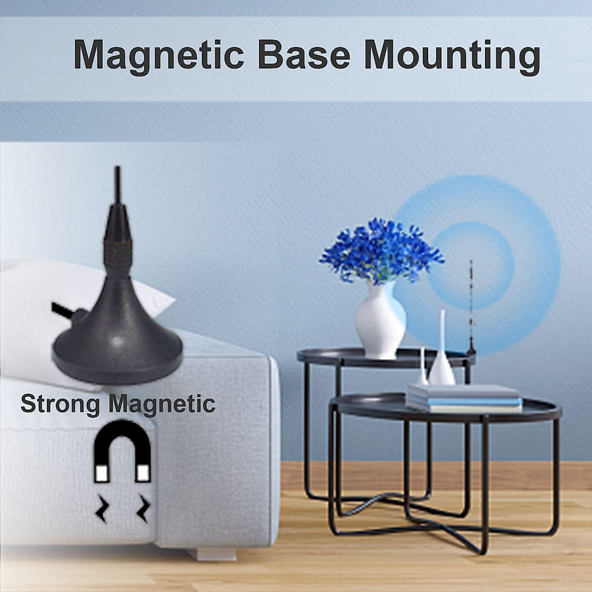 Dual Band WiFi Antenna 2.4GHz 5GHz 5.8GHz 9dBi Magnetic Base MIMO SMA Male Antenna for WiFi Router Wireless Router Gateway Network Card USB Adapter Security IP Camera Pack of 2