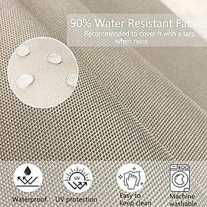 Sqodok Patio Chair Cushions 19 x 19 inch Waterproof Outdoor Cushions Fade Resistant Seat Cushions for Patio Furniture Patio Cushions Set of 2 for Garden Sofa Couch Chair, Tan