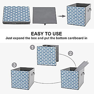 Shark Pattern Collapsible Storage Bins Basics Folding Fabric Storage Cubes Organizer Boxes with Handles