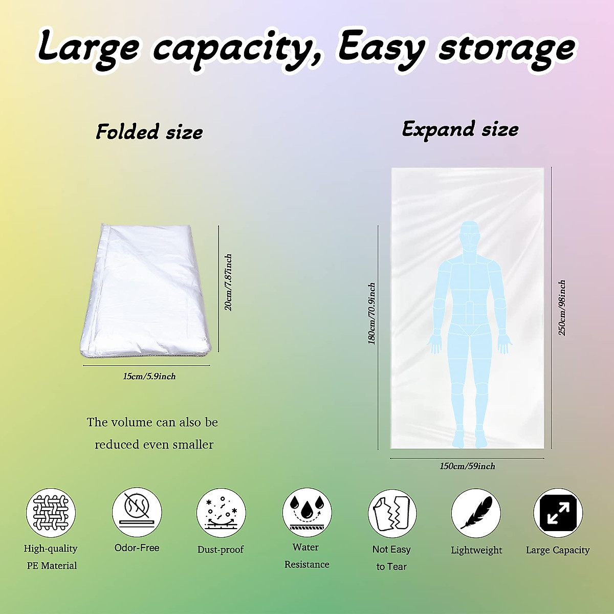 Balloon Bags for Transport, Urnseh 98.4 X 59 Inch 2 Pcs Large Plastic Balloon Transport Bags Clear Giant Storage Bags for Birthday Celebration New Year's Eve Party Supplies Jumbo Clear Bags, Balloon