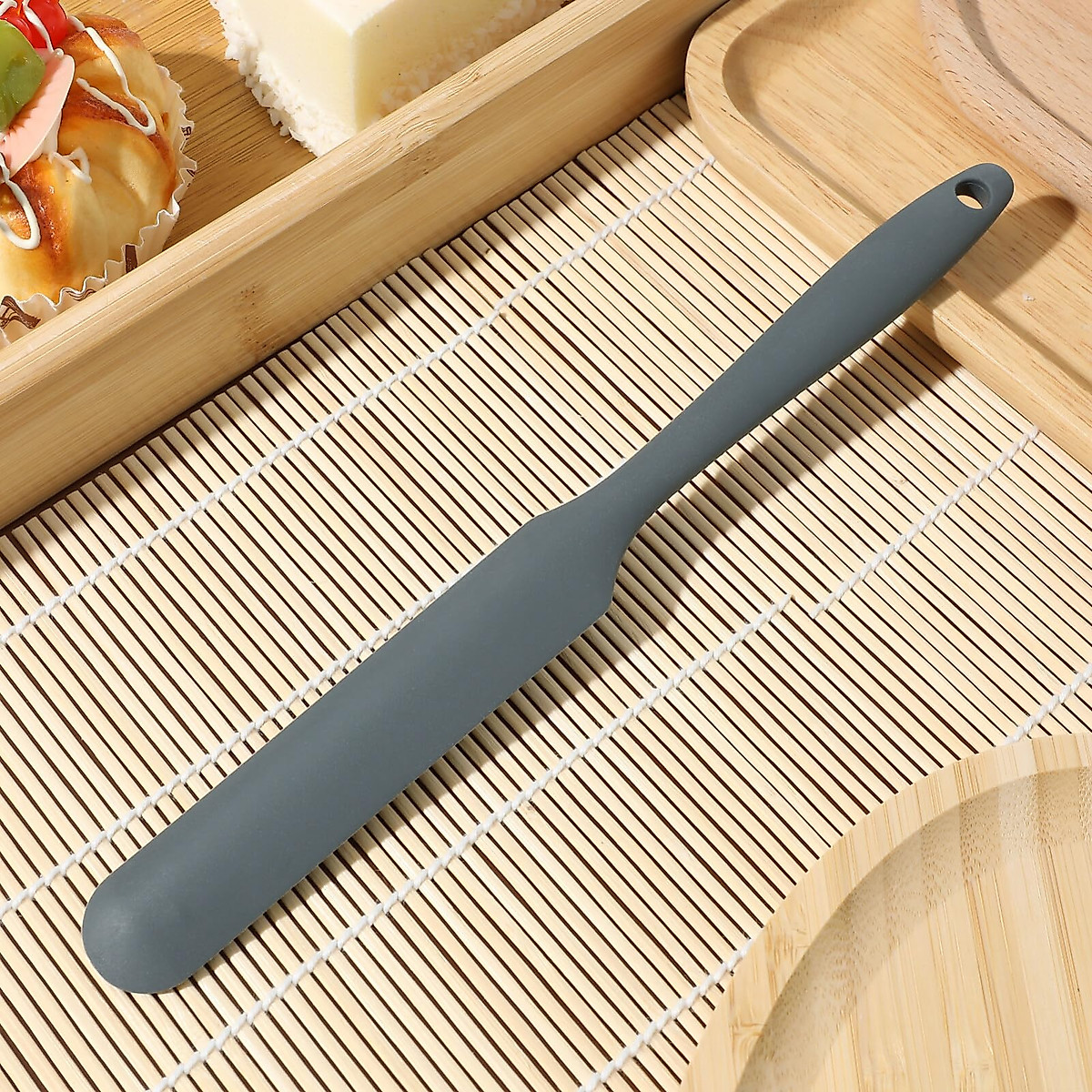 Kichvoe Baking Spatula Sourdough Starter Silicone Spatula Jar Spatulas Cake Cream Butter Spatulas Mixing Scraper Mixing Spoon Non-stick Flexible Baking Cooking Tool Grey