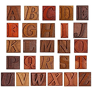 PATIKIL Letter Stamps Wood Rubber Stamp, Character C Vintage Alphabet Stamps Set Wooden Stamp Stamper for Card Making DIY Crafting Scrapbooking, Brown