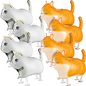 8 Pieces Walking Animal Cat Balloons Aluminum Foil Animal Balloons for Party Decoration for Cat Theme Party Supplies Baby Shower Wedding Birthday Decor, 2 Colors