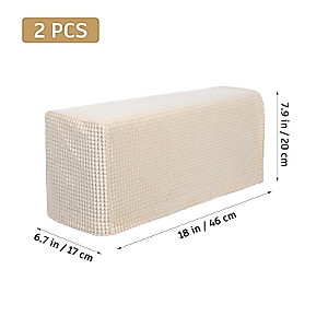 BESPORTBLE Chair Arm Protectors Sofa Armrest Cover Stretch Armchair Slipcover Protector Elastic Home Office Recliner Couch Loveseat Cloth 2pcs (Rice White)
