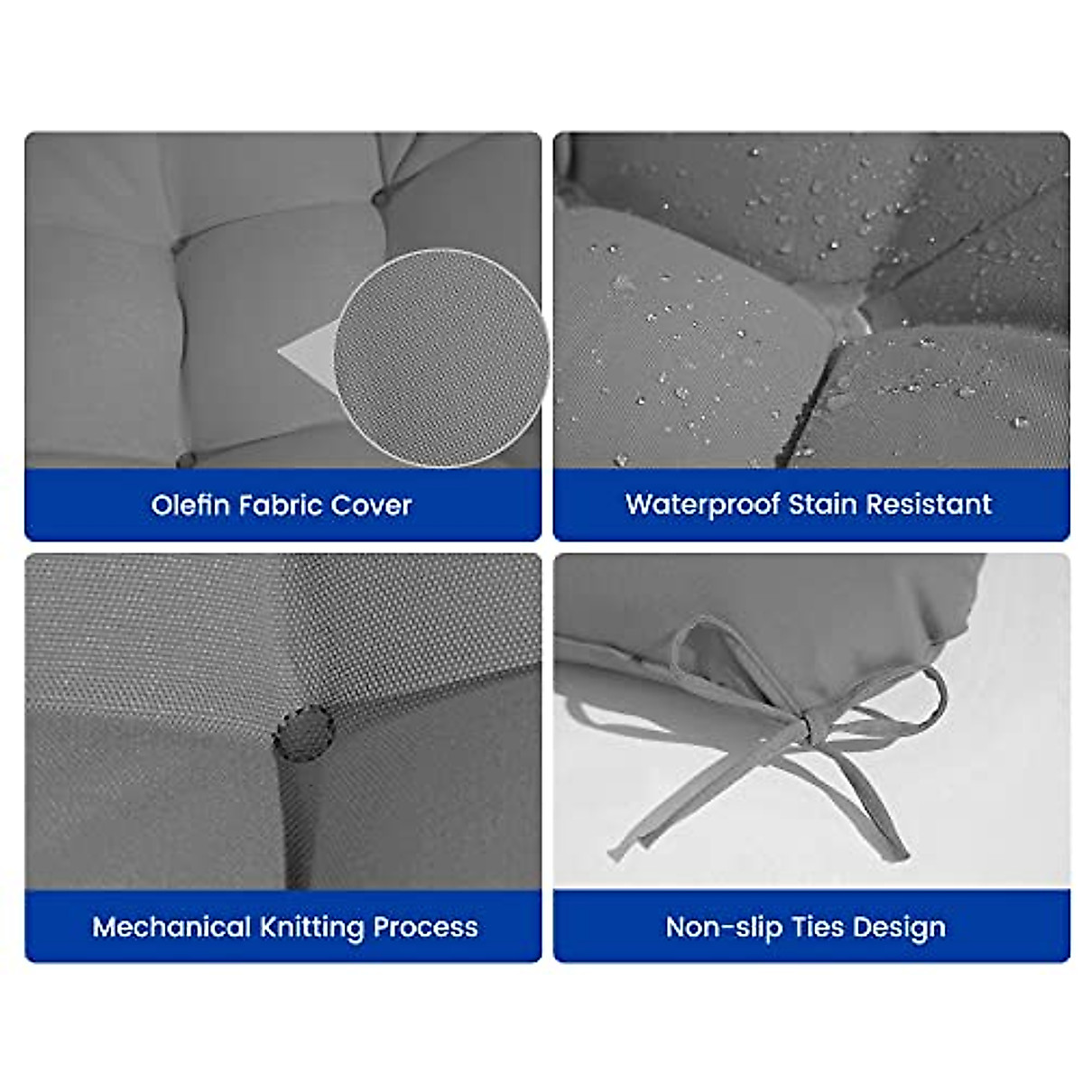 ROSNINIKA Outdoor Chair Cushions 2 Pcs Outdoor Cushions Patio Furniture Cushions Chair Cushion Patio Chair Seat Pads with Ties 19x19 Inches Light Gray