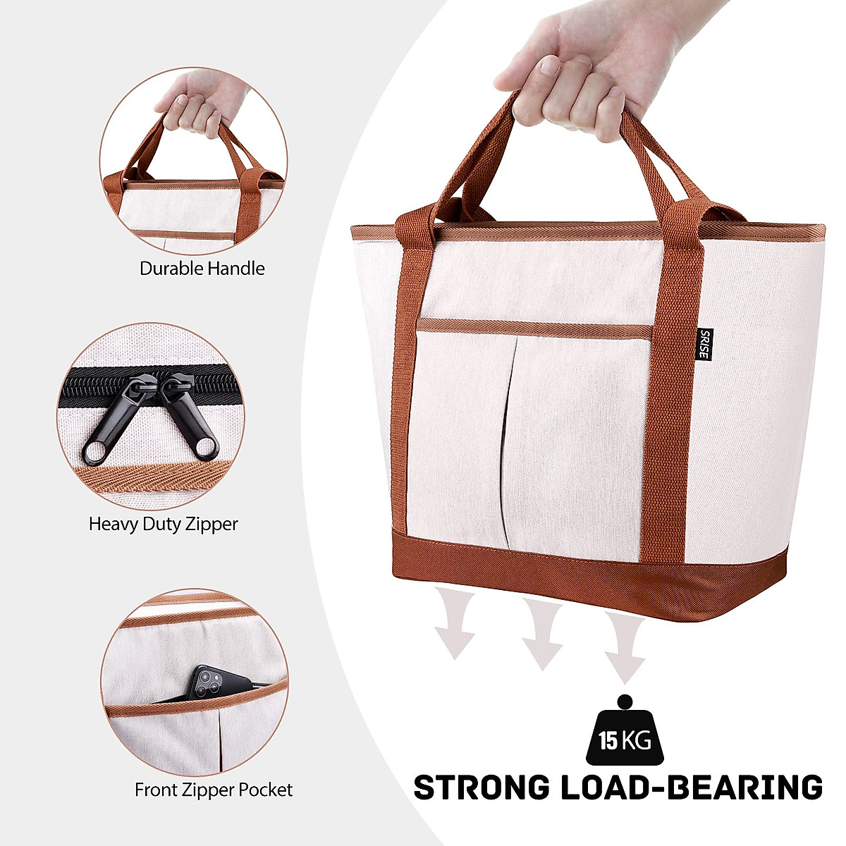 Large Insulated Cooler Bag 26 Can with Thermal Foam Leakproof Soft Cooler Bags Insulated Grocery Bag with Shoulder Strap Big Cooler Tote for Picnic, Camping, Grocery Shopping, Travel