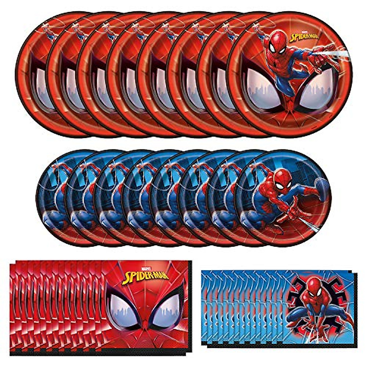 Spiderman Dinnerware Bundle Officially Licensed by Unique | Napkins & Plates | Great for Birthdays & Superhero Parties