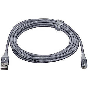 Amazon Basics Double Braided Nylon USB 2.0 A to Micro B Cable, 10 Feet, Dark Gray
