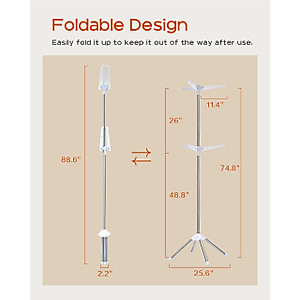CASAMAYA Clothes Drying Rack Foldable, 74.8 inch 2 Tier Laundry Drying Rack with Rotating Clothes Rail for 54 Pieces of Clothes, Space Saving, Indoor, Stainless Steel, White and Silver CDR002W01