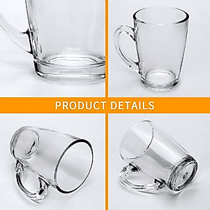 Cadamada Clear Glass Coffee Mugs, 7 OZ Espresso Mugs with Handle, Glass Drinking Beverage Cups for Latte, Cappuccino, Tea, Fruit Juice, Water, Office, Set of 12