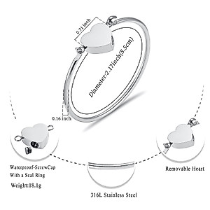 Oinsi Heart Urn Bracelet for Ashes, Cremation Jewelry Leather Bracelets for Ashes for Men Women Memorial Ashes Bracelet with Filling Kits(Silver)