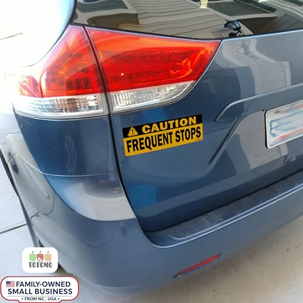TOTOMO Caution This Vehicle Makes Frequent Stops Magnet 10"X3.5" Reflective Magnetic Safety Warning Sign Sticker for Carrier delivery Car Amazon Flex Driver (2 Pack)