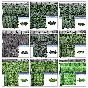 POPG Expandable Faux Fence Artificial Ivy Leaf Fence Mesh Screen Fencing Panels for Outdoor Garden Porch Patio Yard Balcony Decor, Artificial Hedges
