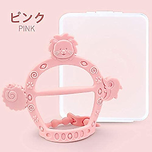 ANGELBB Teething Wristband 3-12 Months,Stimulating Teeths Toys for Infant,Avoid Scratching,Adjustable,Never Drop from Hand (Pink)