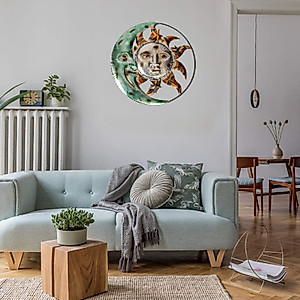 Metal Wall Art Crescent Moon Sun Stars Indoor Outdoor Garden Wall Hanging Decor 20 inches