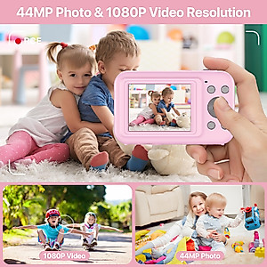 Kids Digital Camera for Photography - 44MP 1080P Point and Shoot Digital Cameras | Anti Shake Vlogging Camera for YouTube | 16X Zoom Small Digital Camera for Kids Girls Boys Teen (SD Card Not Include)