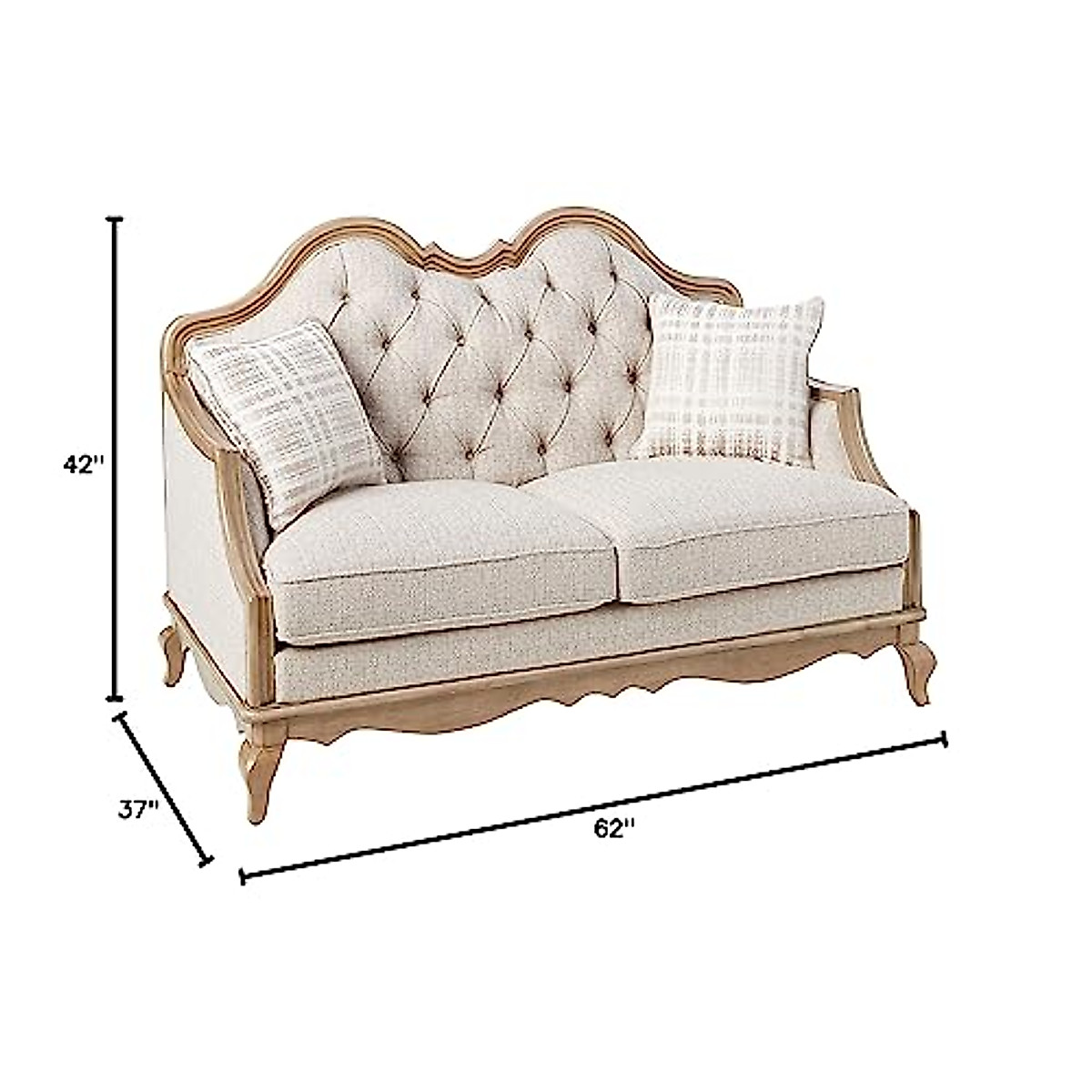 ACME Chelmsford Loveseat w/2 Pillows - 56051 - Beige Fabric & Antique Taupe