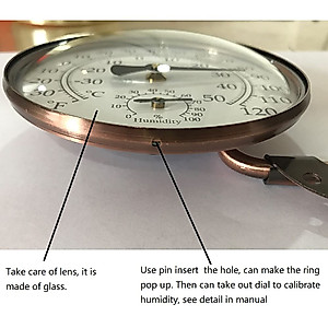MEASURETOOL Brass Swivel Thermometer/Hygrometer, Weather thermometers Outdoor Thermometer/Analog Thermometer with Humidity (4inch)