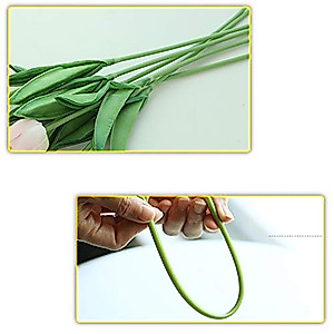 30pcs Real Touch Tulips PU Artificial Flowers, Fake Tulips Flowers for Arrangement Wedding Party Easter Spring Home Dining Room Office Decoration. (Pink, 14" Tall)