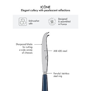 SABRE PARIS - Cheese Knife 9.4 inches - Icône Collection - All Cheeses - Stainless Steel & Acrylic - Dishwasher Safe - Midnight Blue