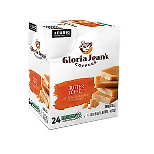 Gloria Jean's Coffees Butter Toffee, Single-Serve Keurig K-Cup Pods, Flavored Medium Roast Coffee, 96 Count, 24 Count (Pack of 4)
