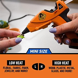 Gorilla Dual Temp Mini Hot Glue Gun Kit with 75 Hot Glue Sticks, Precision Nozzle, and Easy Squeeze Trigger, for DIY, Craft, Repairs, and More, Orange (Combo Pack:1 Mini Gun, 75 Glue Sticks)
