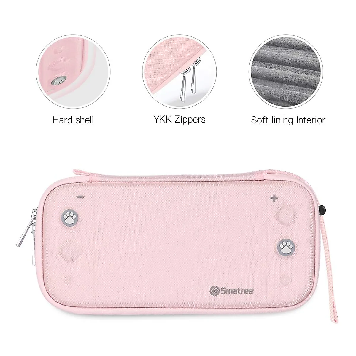 Smatree Hard Shell Carry Case for Nintendo Switch with 10 Game Cartridges, Protective storage Case for Travel（Pink）