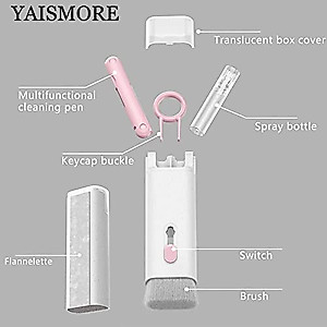 7-in-1 Airpod Cleaner Kit - Laptop Cleaner - Keyboard Cleaner kit, Portable Multifunctional Cleaning Tool for PC Monitor/Earbud/Cell Phone/Laptop/Computer/Bluetooth Earphones (Pink)