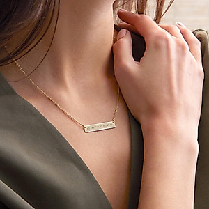 EVE'S ADDICTION Custom Engraved Gold Tone Coordinate Necklace - Personalized Longitude Latitude Necklace for Her - Couples Necklace - Wedding Necklace - Name Bar Necklace - Gifts for Mom