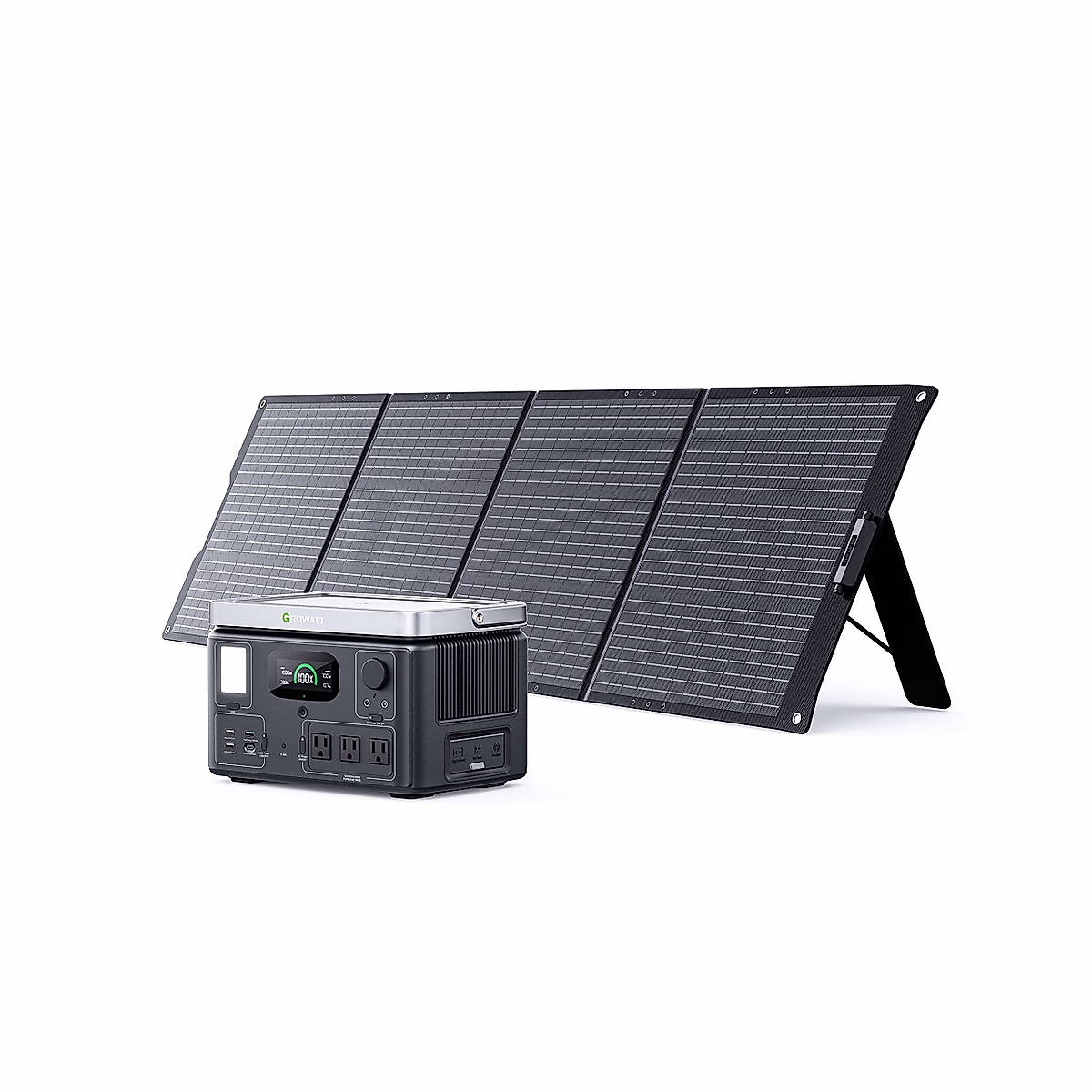 GROWATT Solar Generator VITA 550 Portable Power Station with 200W Solar Panel, UP to 1050W Output, 538Wh LiFePO4 Battery, Fast Solar Charging, Solar Powered Generator for Outdoor Camping/RV/Home Use