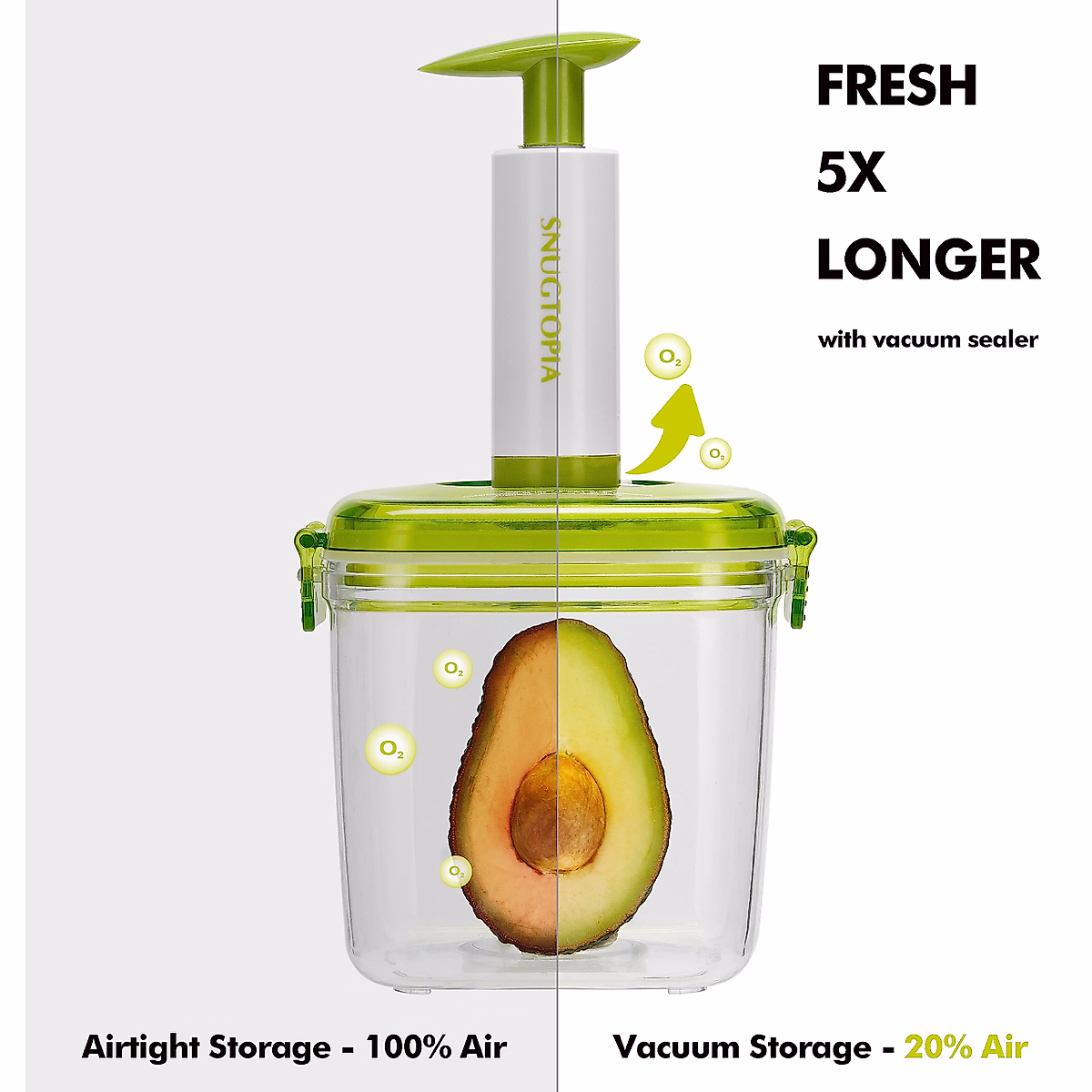 SNUGTOPIA Vacuum Seal Food Storage Containers - BPA Free, Leak Proof, Dishwasher, Freezer & Microwave Safe Lunch Box for Food Fresh 2PCS