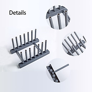 Halyuhn Gray Plate Racks Organizer for Cabinet, 4 Pack Plastic Plate Rack Stand Keep Dry for Dish, Bowl, Cutting Board, Bakeware, Serving Tray and More, Desk Mail Sorter Organizer 6 Slots Removable