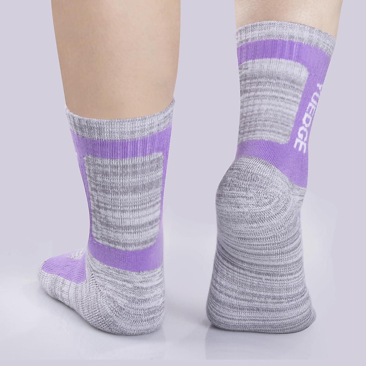 YUEDGE Women's Outdoor Hiking Socks Moisture Wicking Cotton Cushioned Crew Athletic Socks Padded Boot Socks For Women Size 6-9, Mulitcolor, 5 Pairs