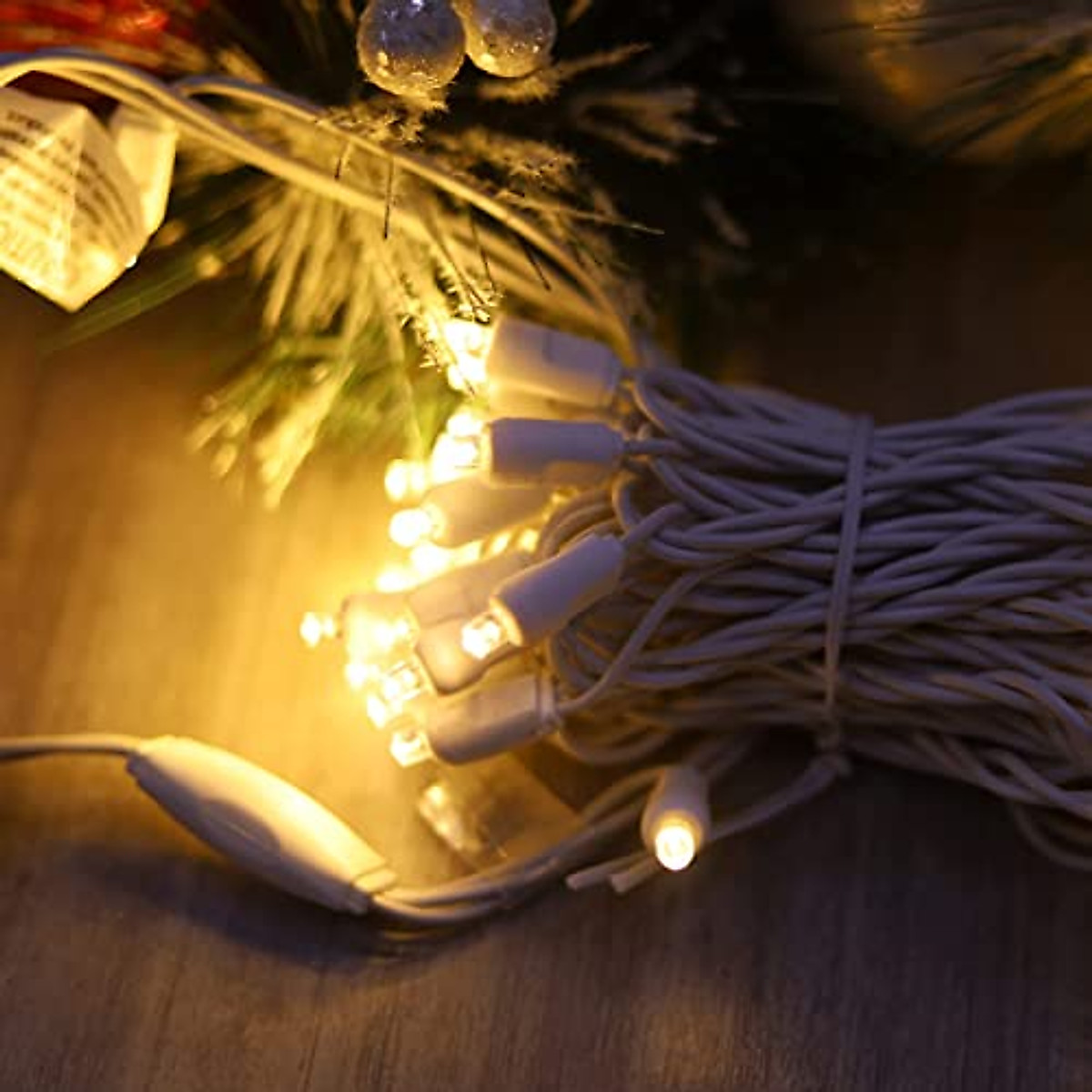 1001 LightSupply UL Certified White Wide Angle LED Christmas String Lights, 17Ft 50 LED Commercial Grade 5MM Christmas Light Set, Connectable String Light for Patio Garden Wedding Holiday (Warm White)